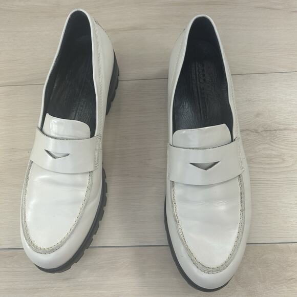 Ecco | Shoes | Ecco Womens Shoes 105 Tray Tech Moc Toe Penny Loafer Lug ...